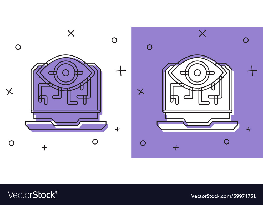 Set computer vision icon isolated on white Vector Image