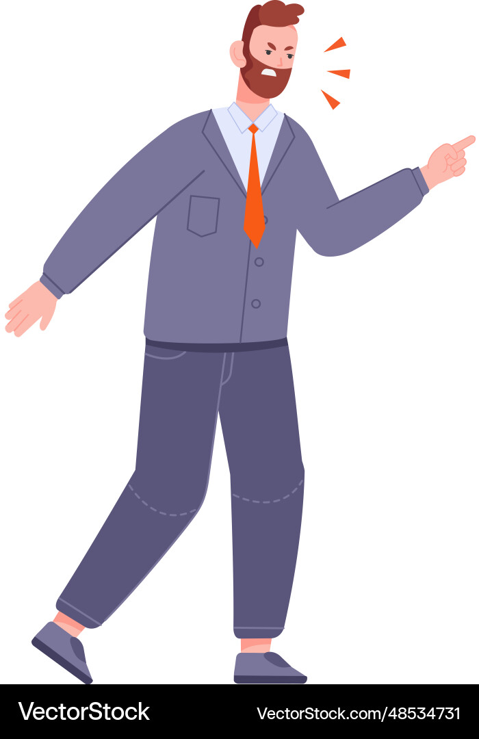 Shouting man in suit angry office manager yelling Vector Image