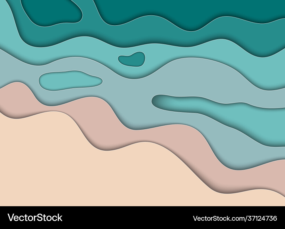 Abstract paper cut beach and sea background Vector Image