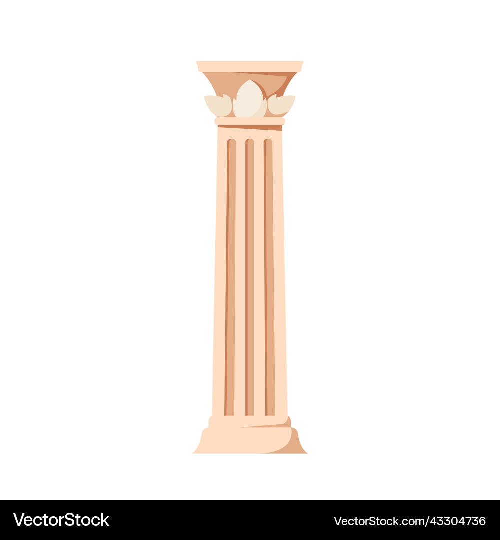 Antique pillar grooves ornament isolated facade Vector Image