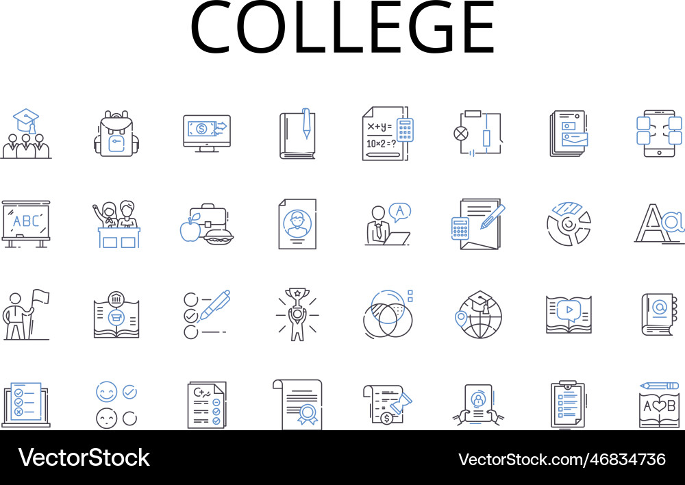 College line icons collection university Vector Image