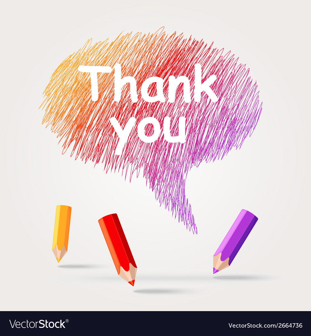 Colored pencils text thank you Royalty Free Vector Image