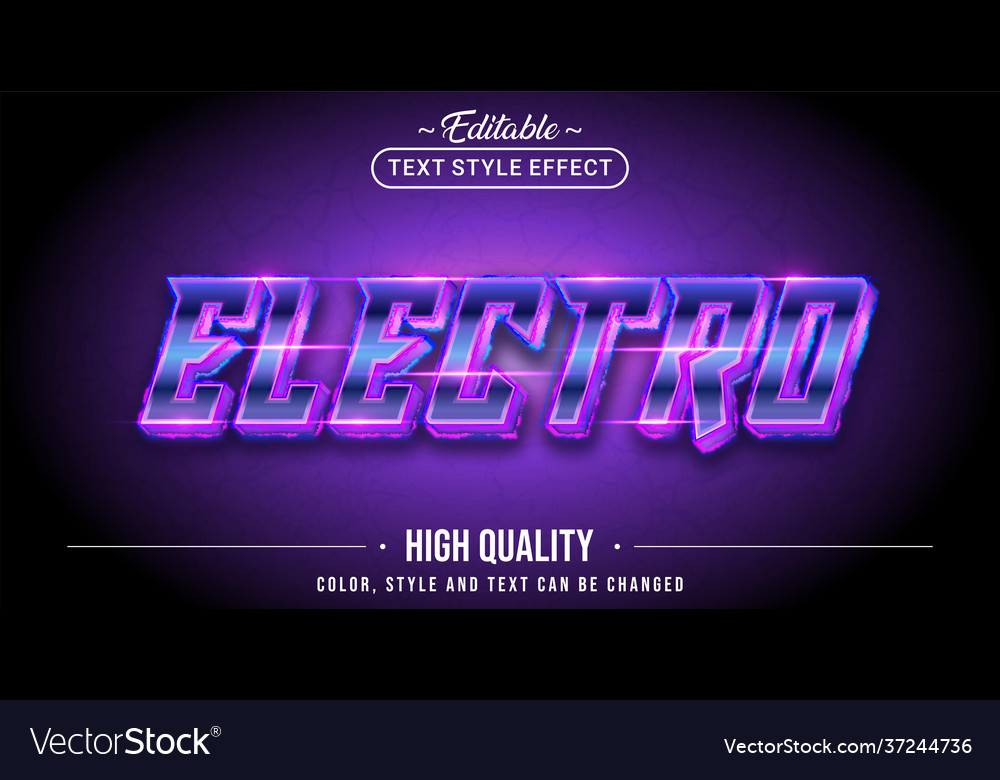 Editable text style effect - electro Royalty Free Vector