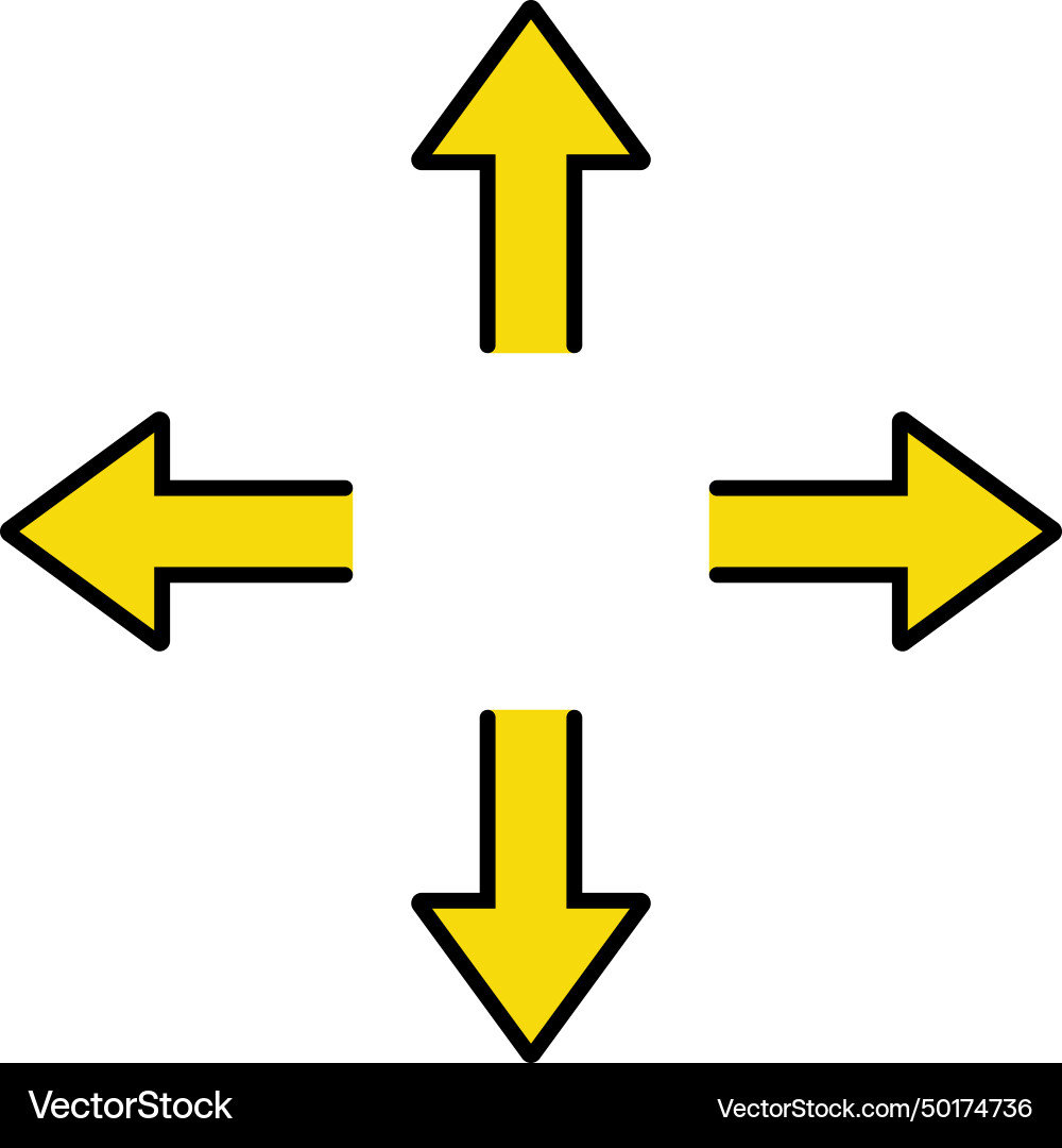 Four-direction arrow icon in line and fill Vector Image