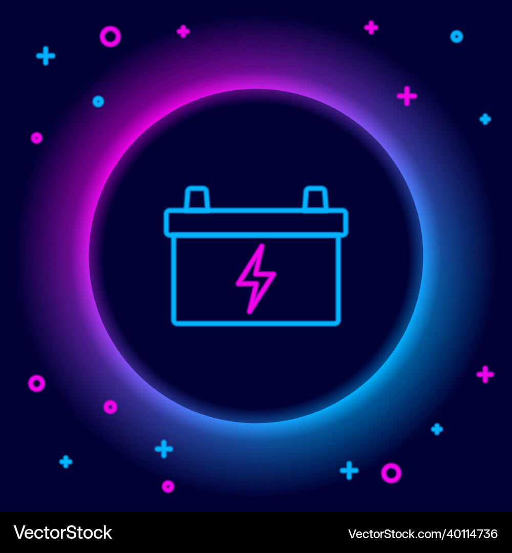 Glowing neon line car battery icon isolated Vector Image