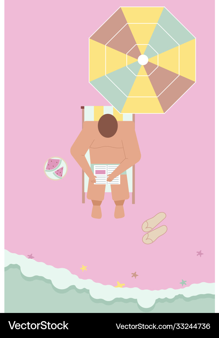 Happy people sunbathing on beach in top view Vector Image