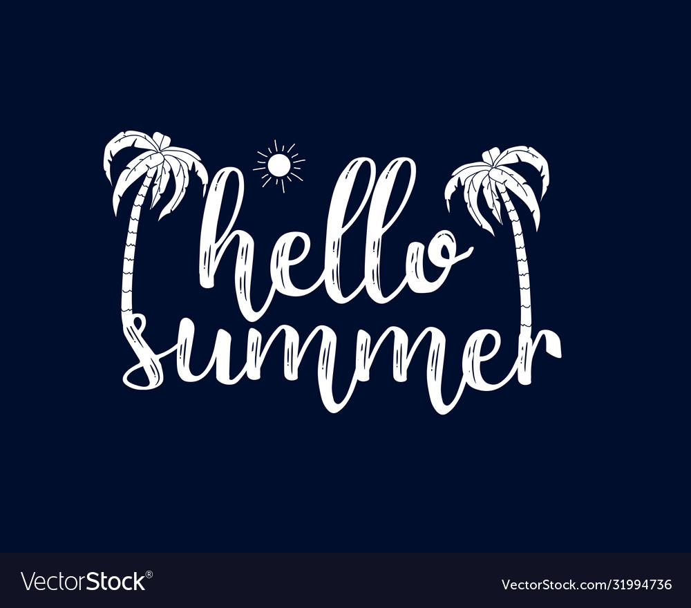 Hello Summer Slogan With Summer Elements Vector Image