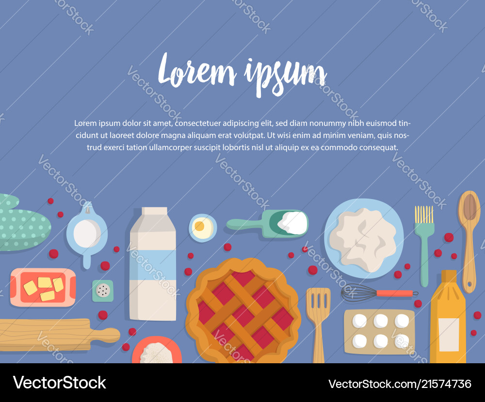 Horizontal banner set of accessories for kitchen Vector Image