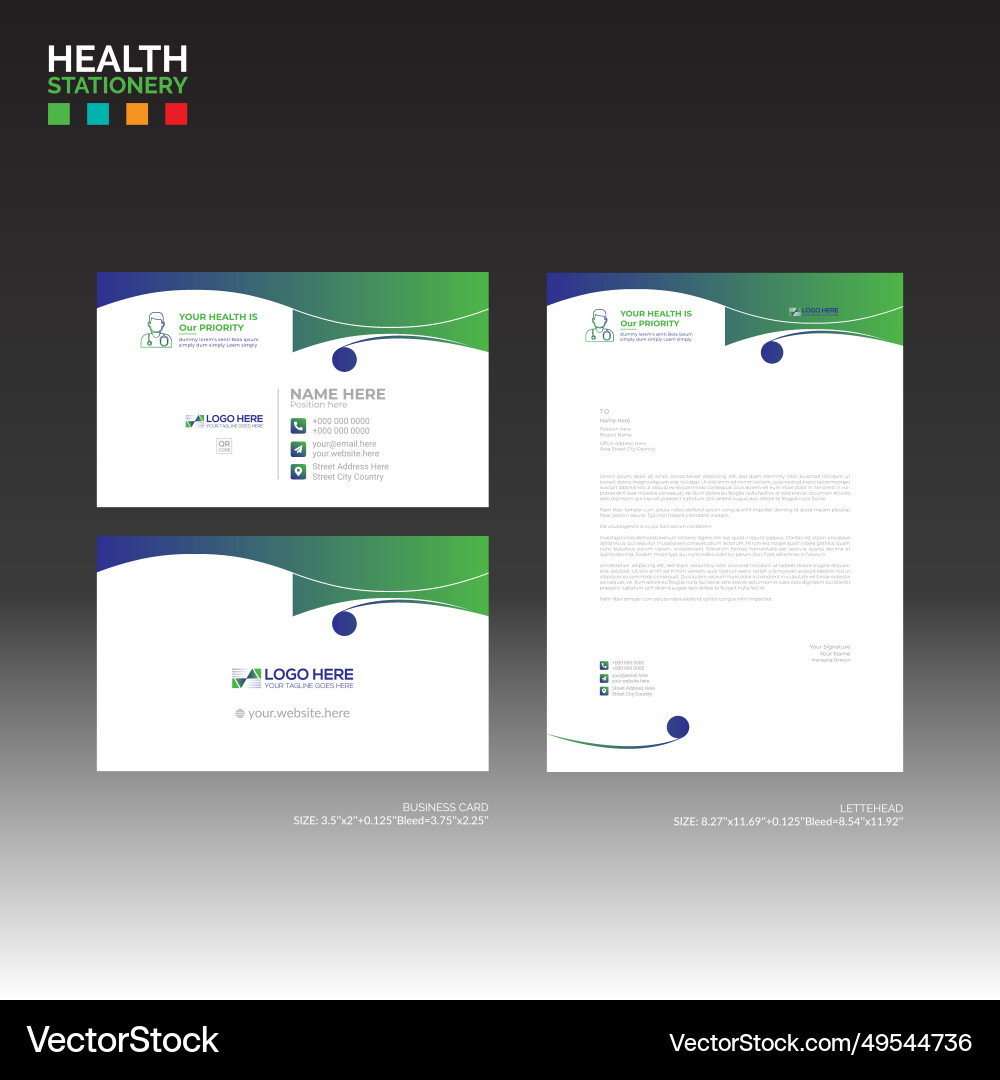 Letterhead and business card design Royalty Free Vector
