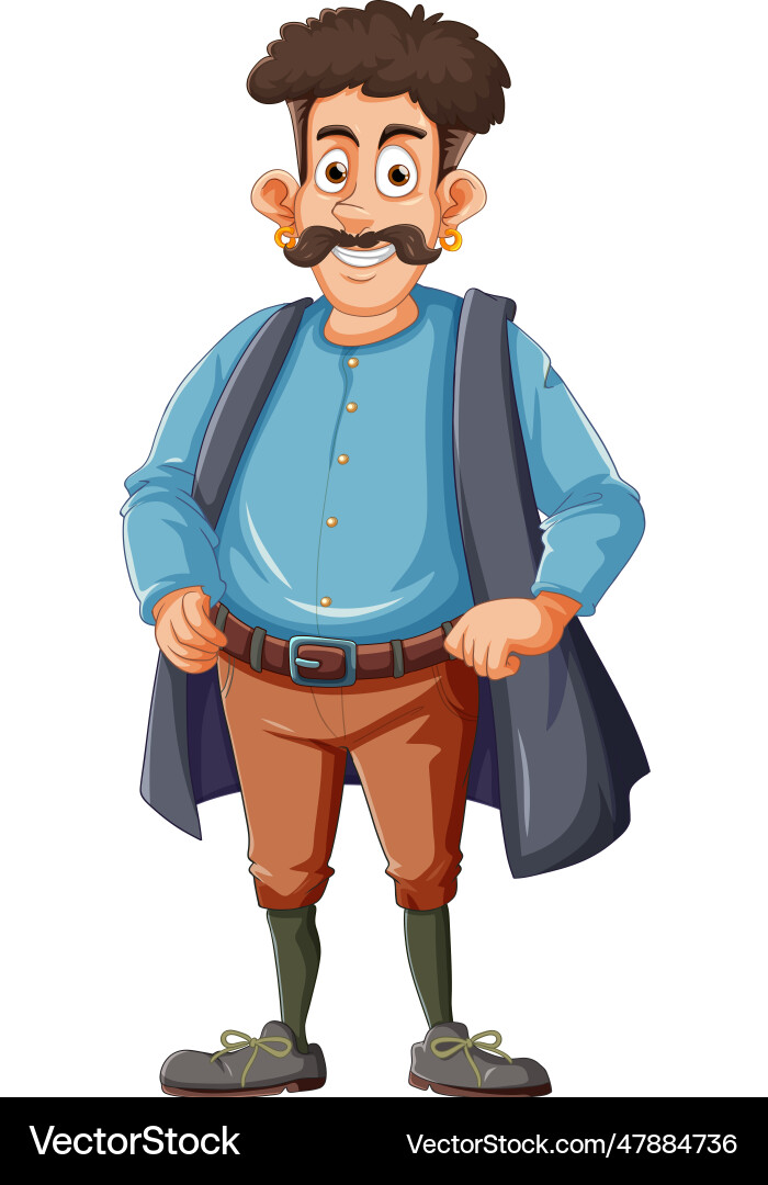Middle age man cartoon character with mustache Vector Image
