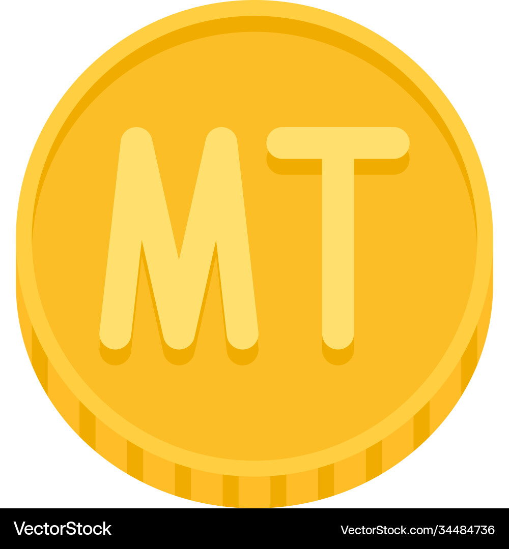 Mozambican metical coin icon currency Royalty Free Vector