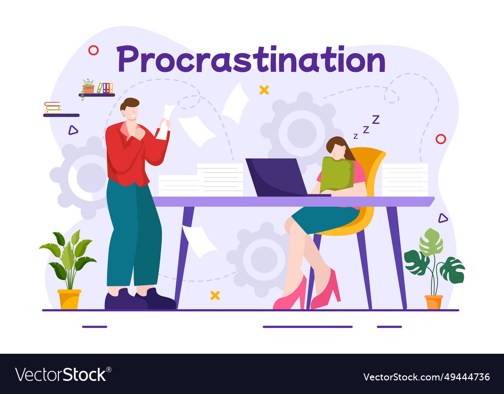Procrastination with procrastinating lazy Vector Image