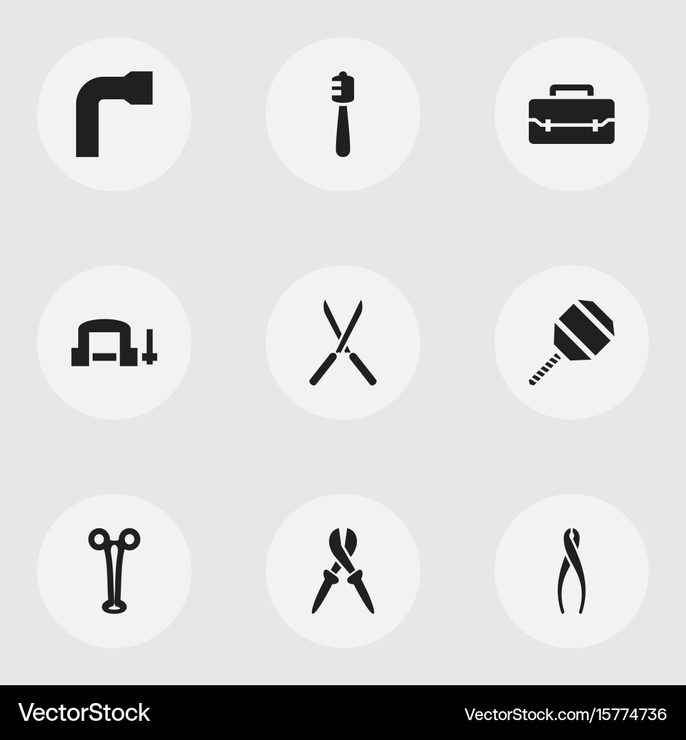 Set of 9 editable instrument icons includes Vector Image