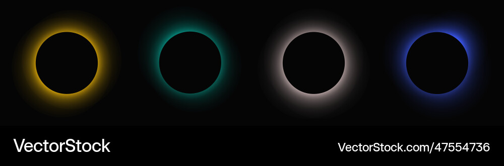 Set of circle illuminate light frames with color Vector Image