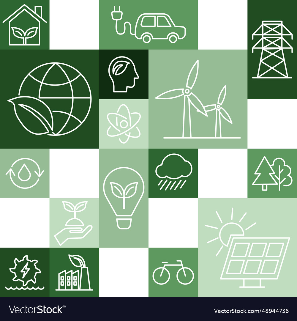 Set of icons related to renewable energy sources Vector Image