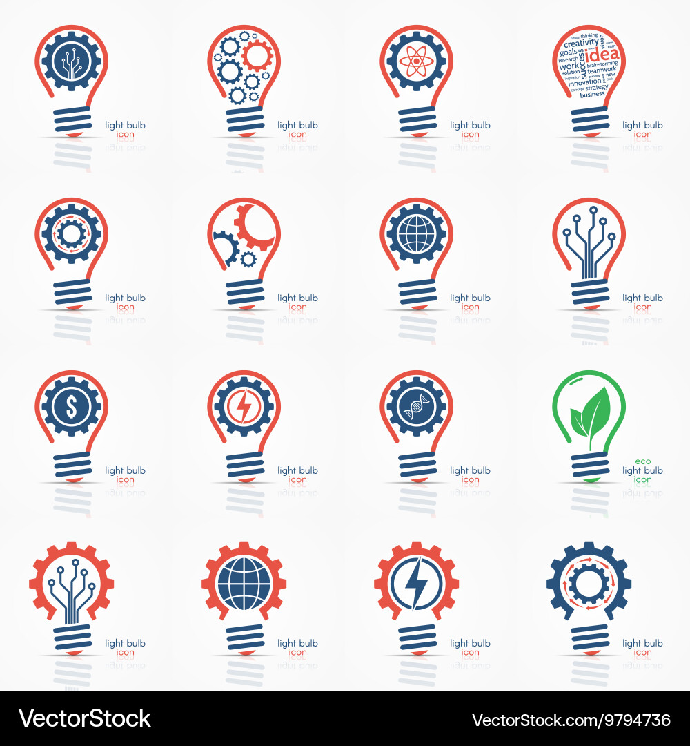 Set of light bulb idea icons Royalty Free Vector Image