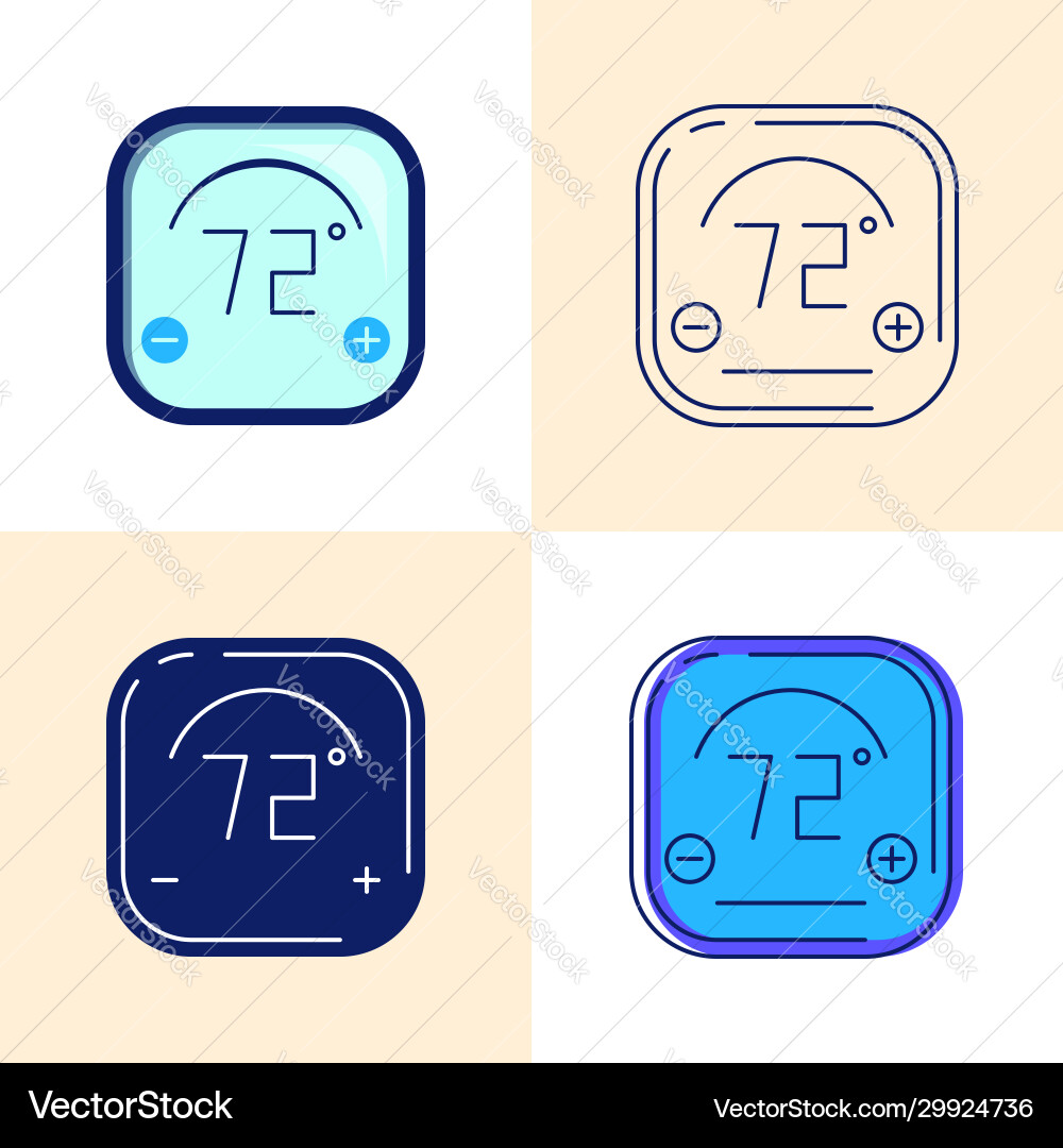 Smart thermostat icon set in flat and line style Vector Image