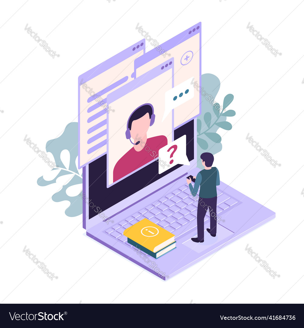 Support agent talk composition Royalty Free Vector Image