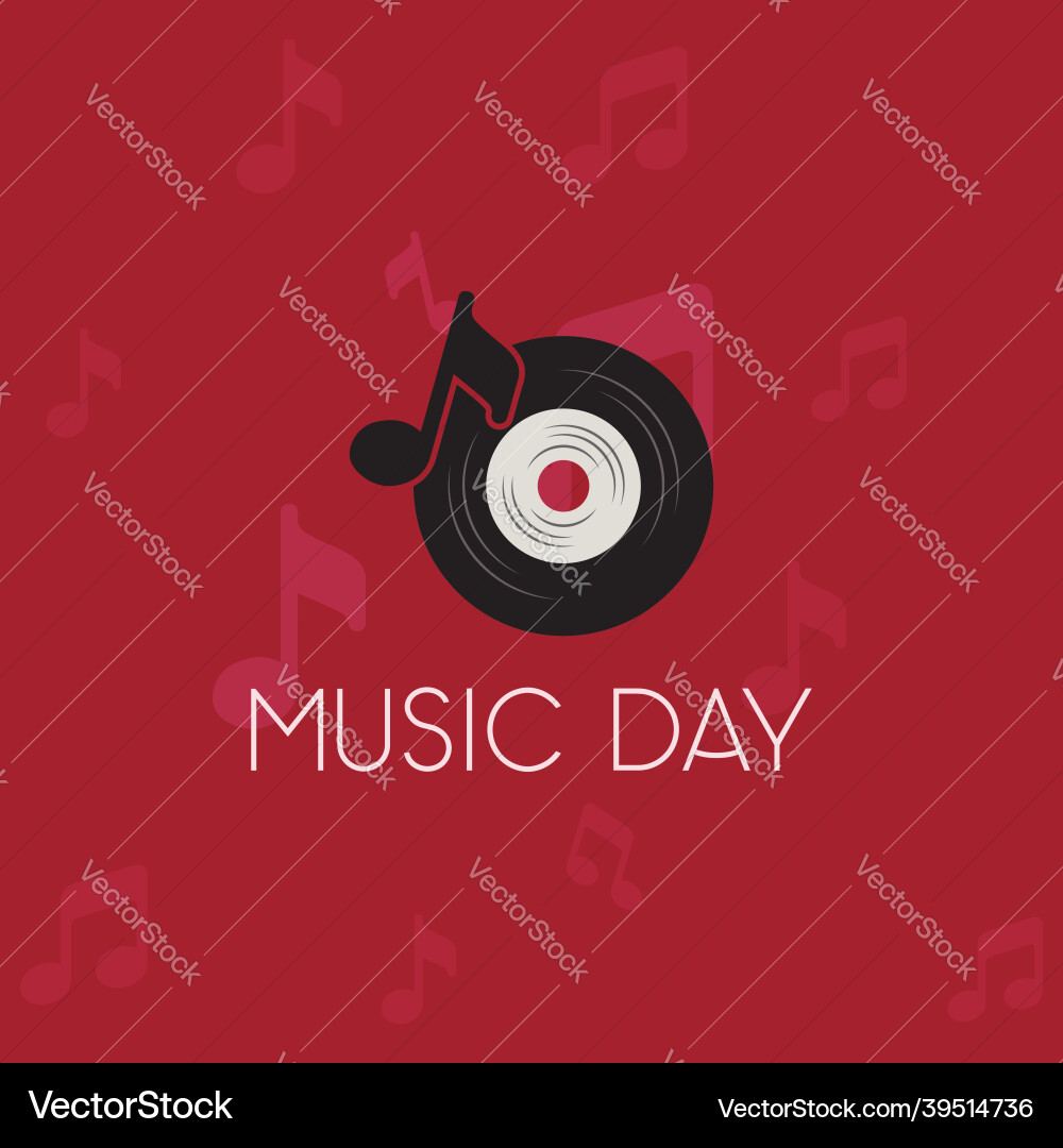 World music day with red base color Royalty Free Vector