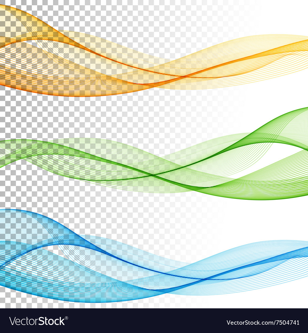 Abstract smooth color wave set Royalty Free Vector Image