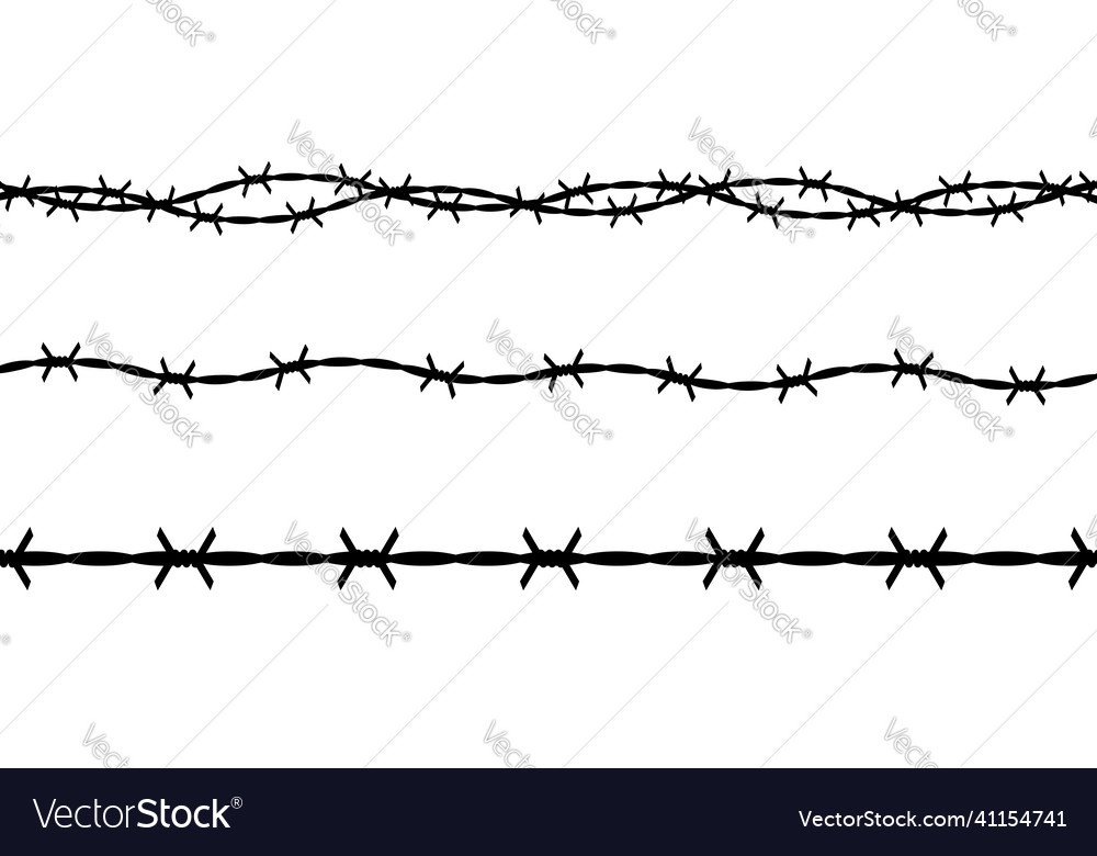 Barbed wire set flat isolated Royalty Free Vector Image