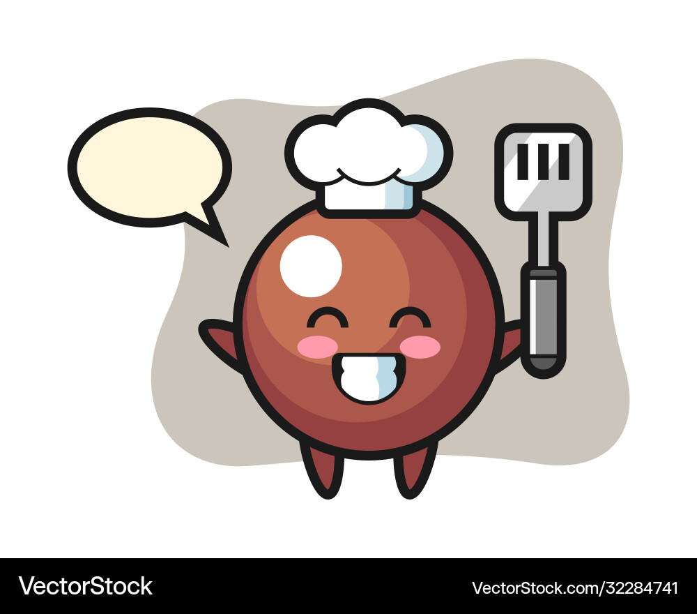 Chocolate ball chef cartoon is cooking Royalty Free Vector
