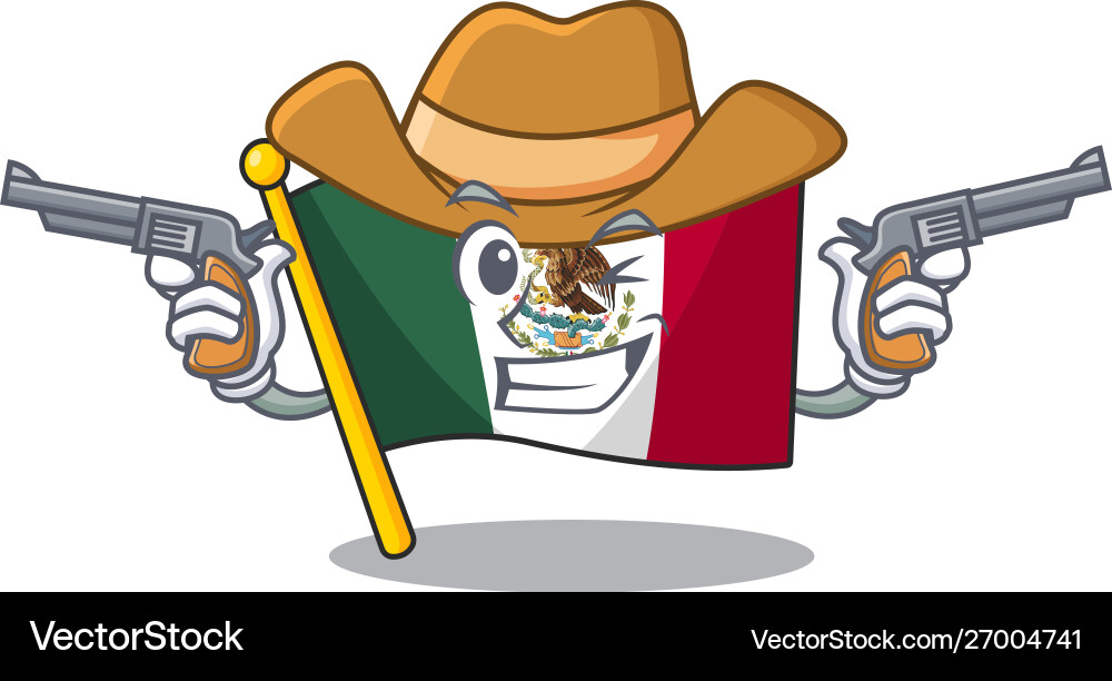 Cowboy flag mexico in cartoon shape Royalty Free Vector