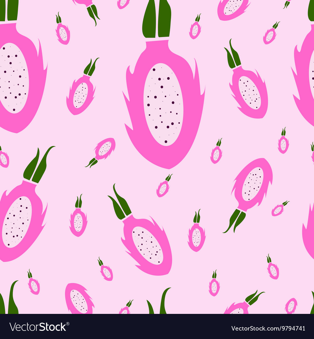 Dragon fruit pattern pink background Royalty Free Vector