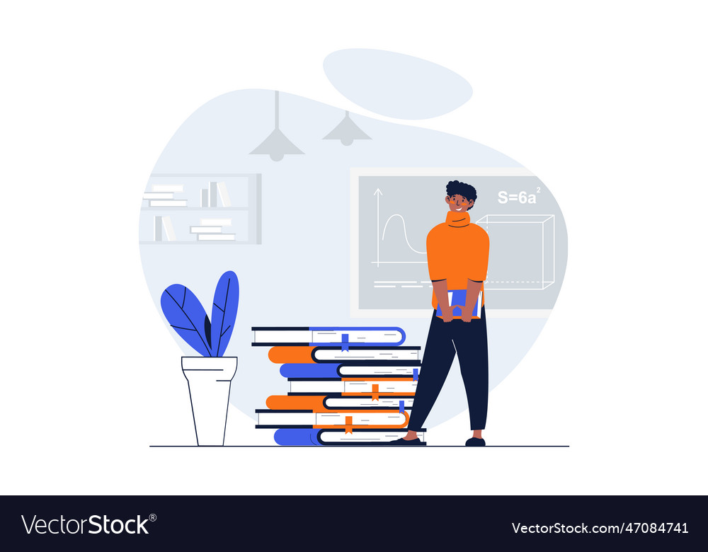 Education web concept with character scene Vector Image