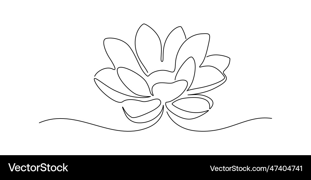 Flower lotus in one continuous line drawing logo Vector Image