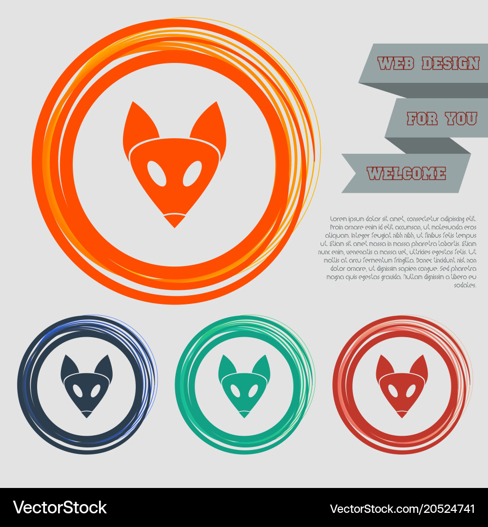 Fox icon on red blue green orange buttons Vector Image