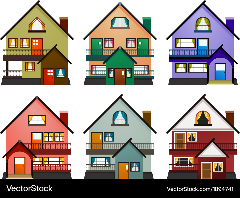 Front view of various modern houses Royalty Free Vector