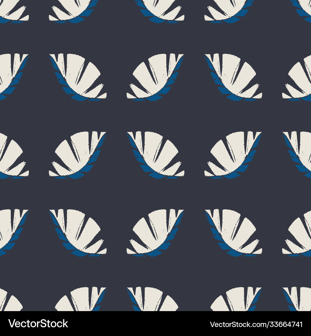 Geometric mono print style leaves seamless Vector Image