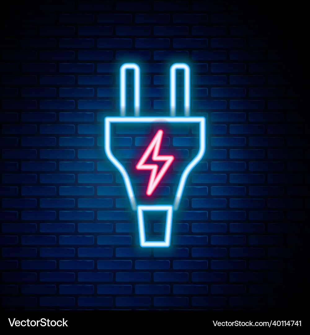 Glowing neon line electric plug icon isolated Vector Image