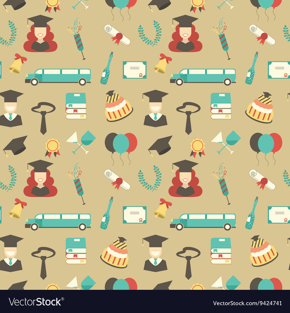 Graduation celebration pattern background Vector Image