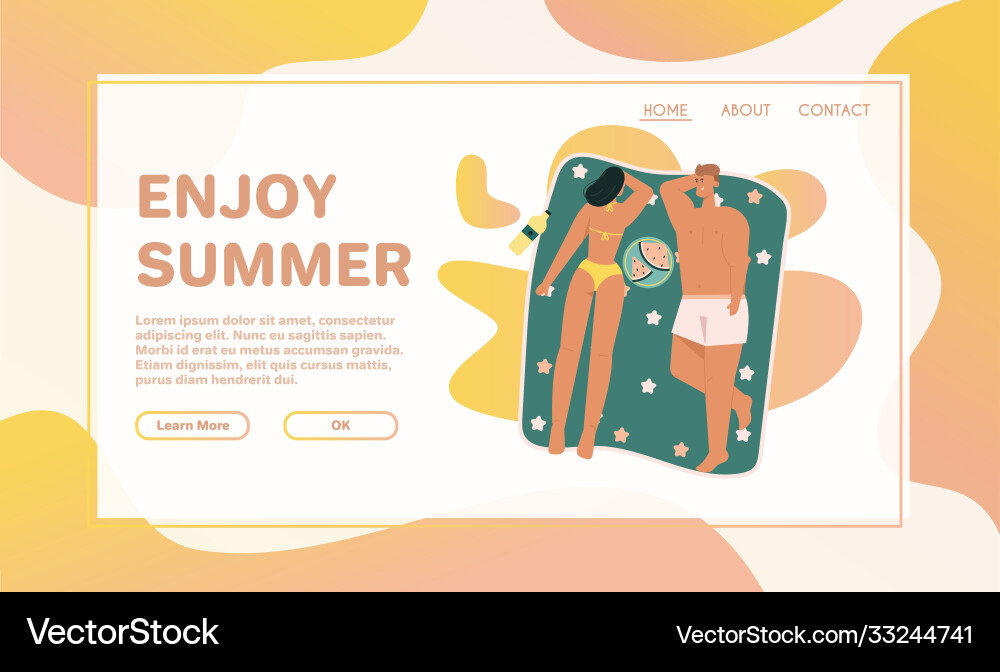 Happy people sunbathing on beach in top view Vector Image