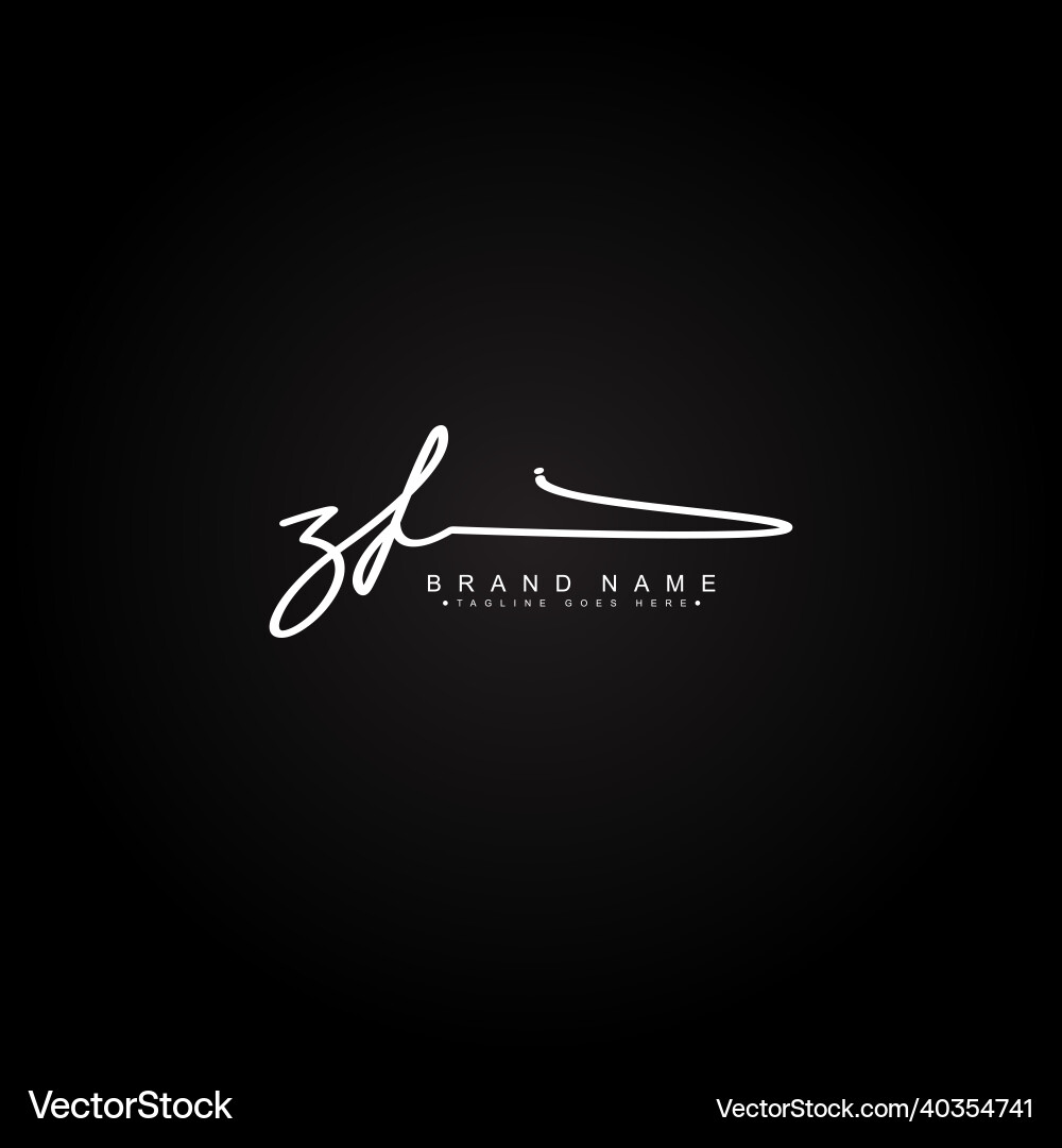 Initial letter zf logo - hand drawn signature Vector Image