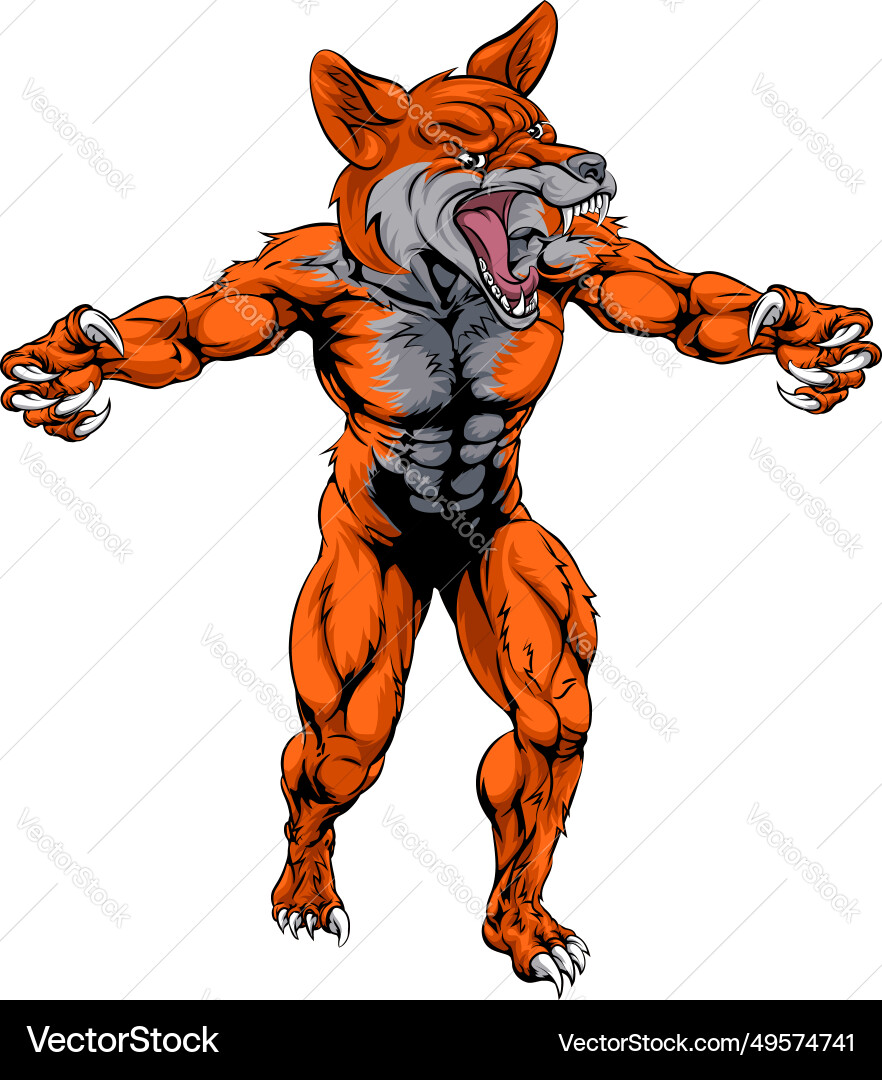 Mean fox sports mascot Royalty Free Vector Image