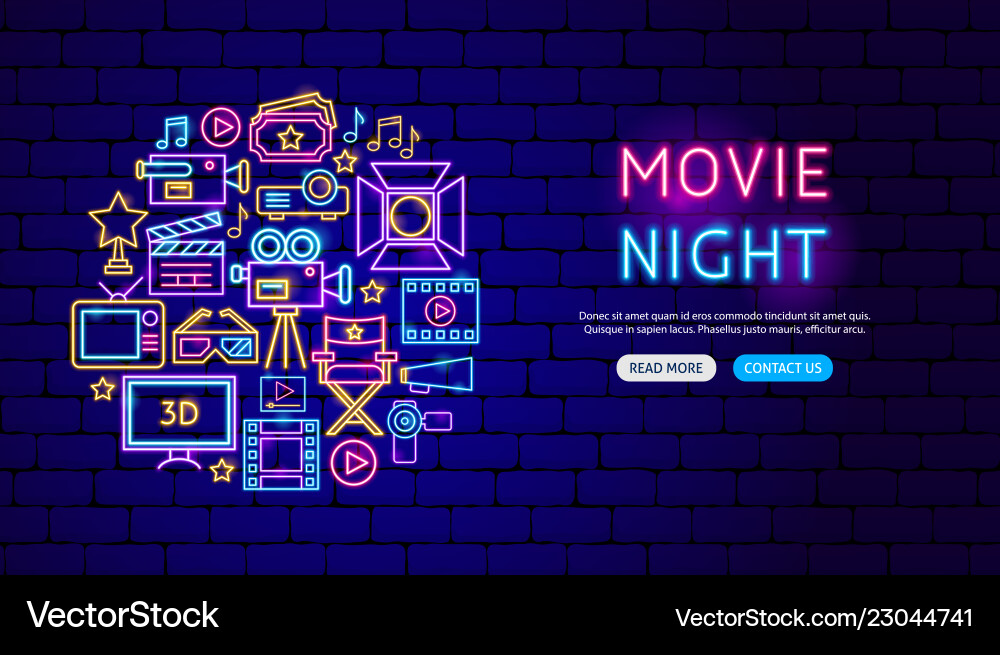 Movie neon banner design Royalty Free Vector Image
