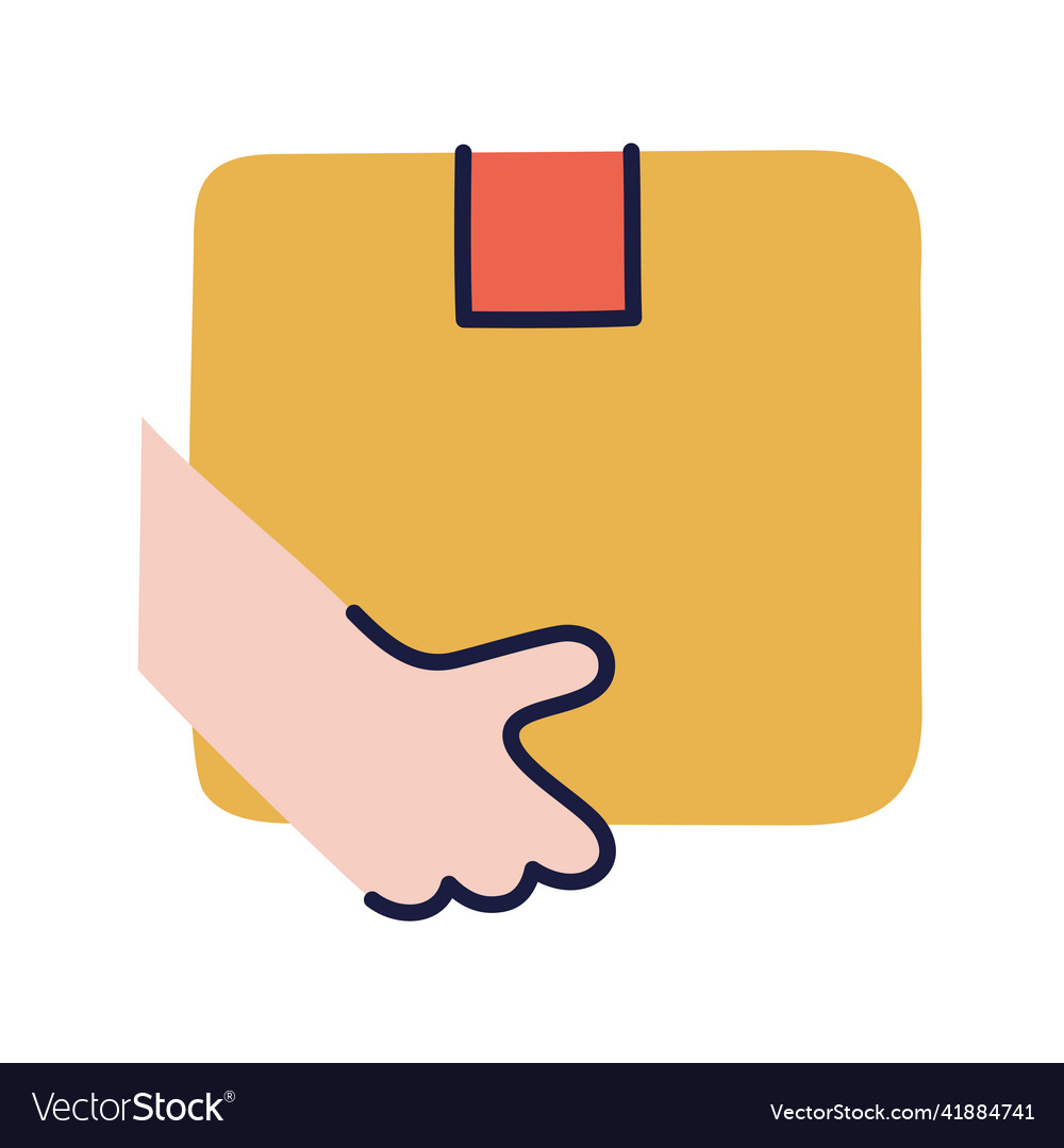 Parcel hand drawn doodle shopping icon Royalty Free Vector