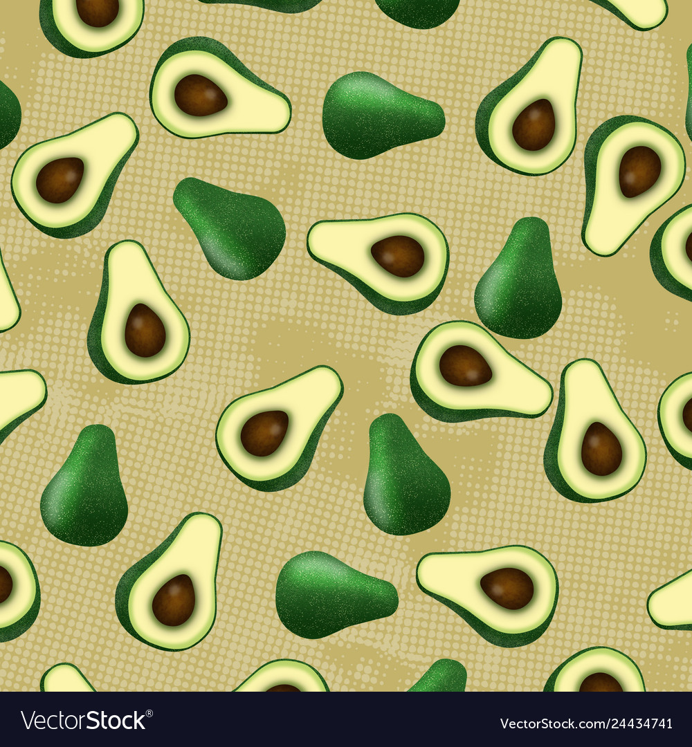 Seamless pattern with avocado Royalty Free Vector Image