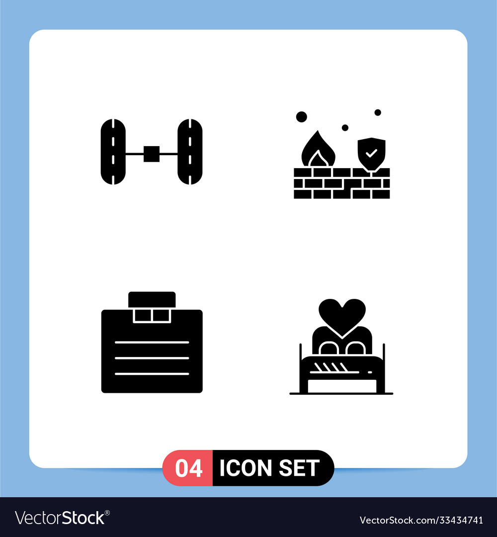 Set 4 solid glyphs on grid for wheel alignment Vector Image