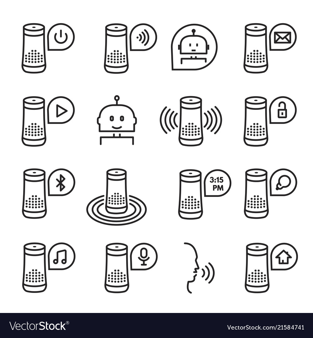 Smart speaker icon set isolated from Royalty Free Vector