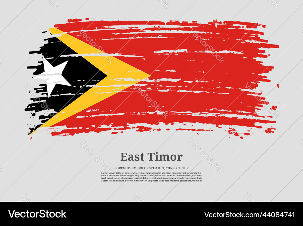 Timor-leste - east timor flag with brush stroke Vector Image