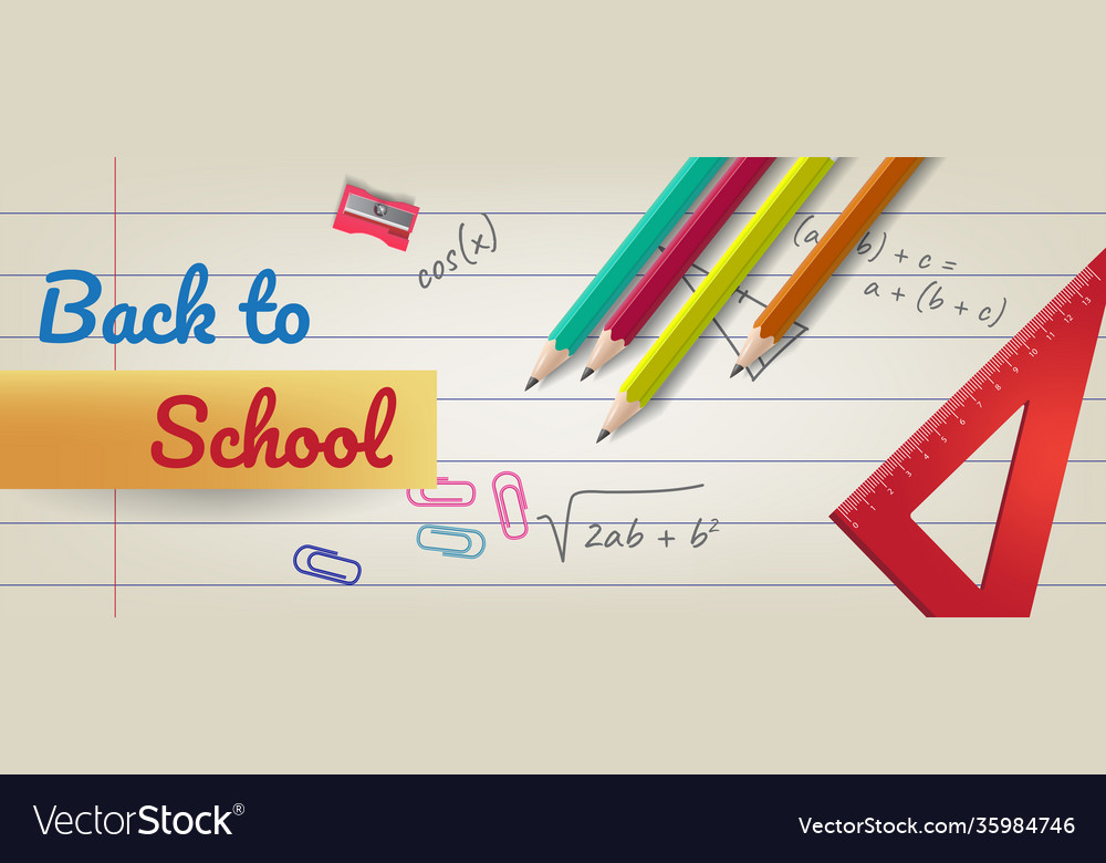 Back to school lettering on lined paper Royalty Free Vector
