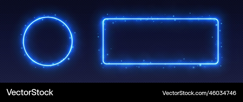 Blue neon frames with smoke and sparkles ice Vector Image