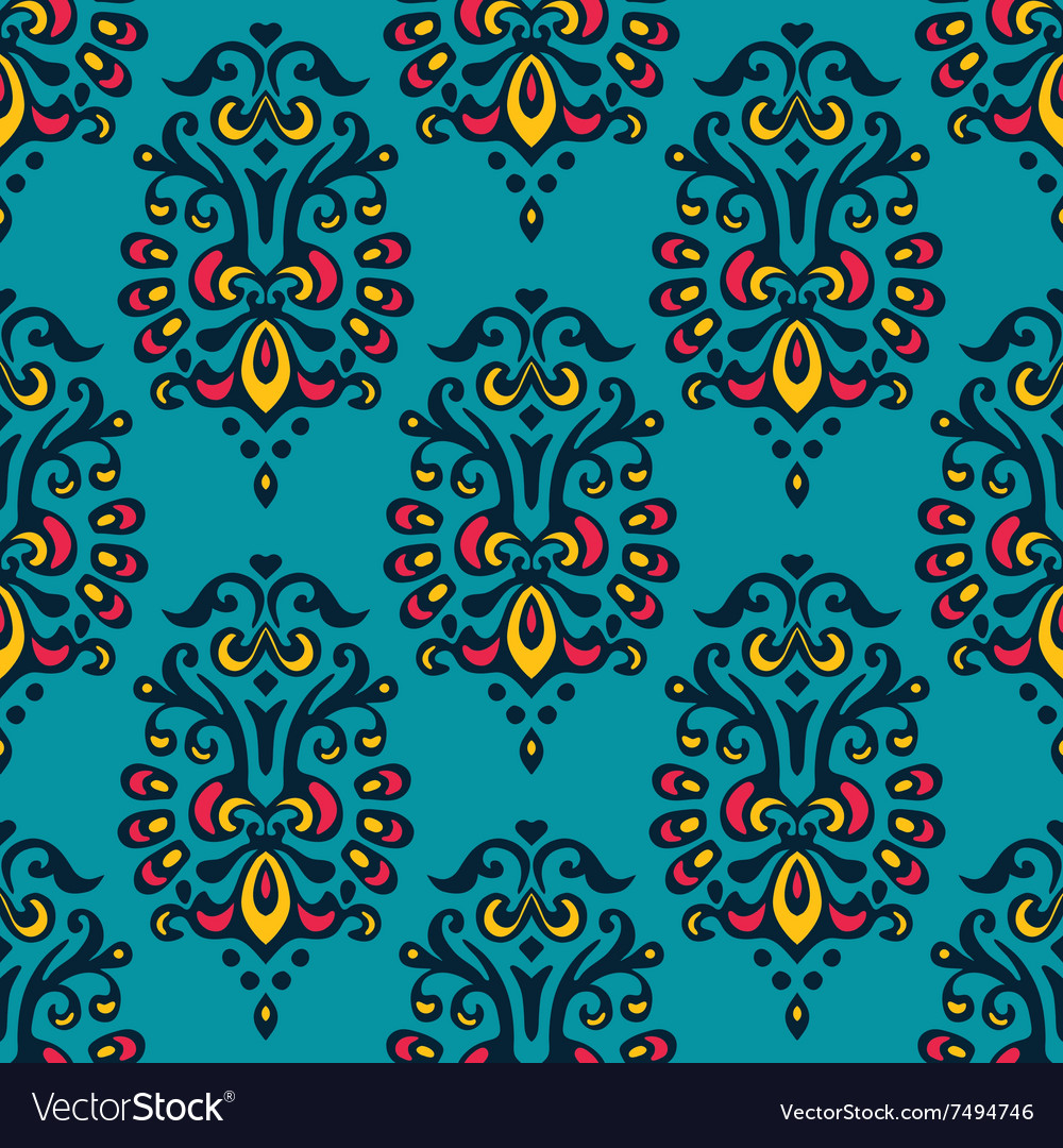 Damask festive seamless pattern Royalty Free Vector Image