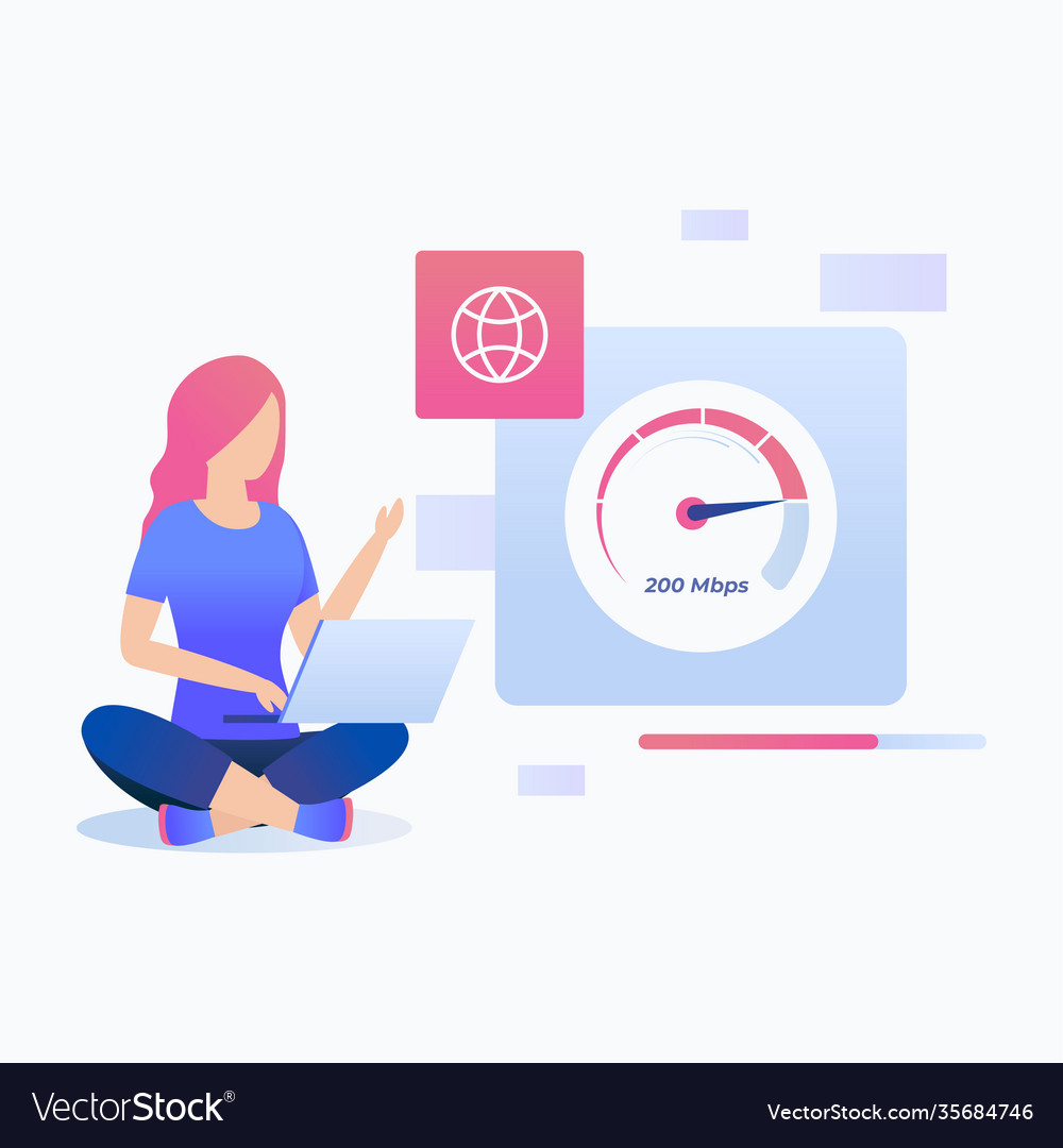 Flat fast internet concept Royalty Free Vector Image