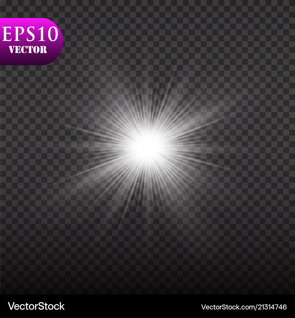 Glow light effect starburst with sparkles Vector Image