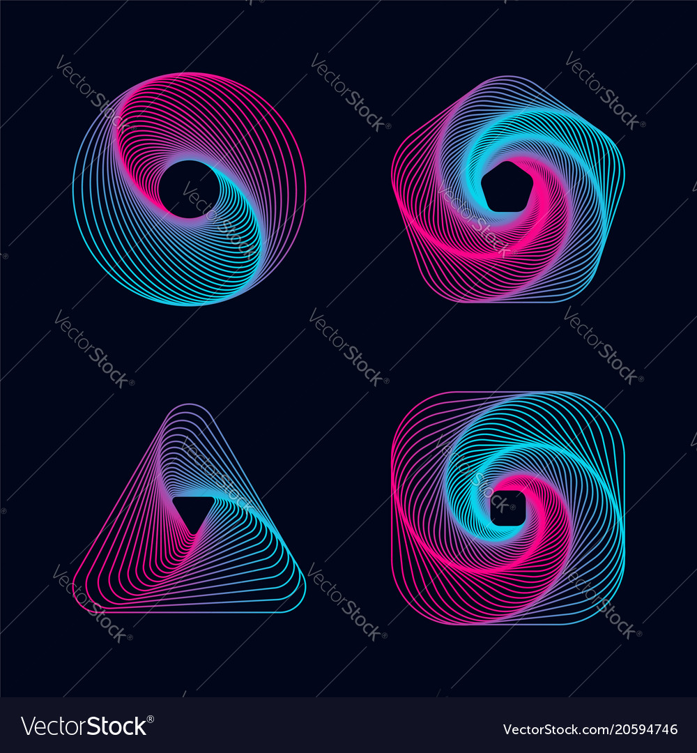 Gradient line spiral designs elements Royalty Free Vector